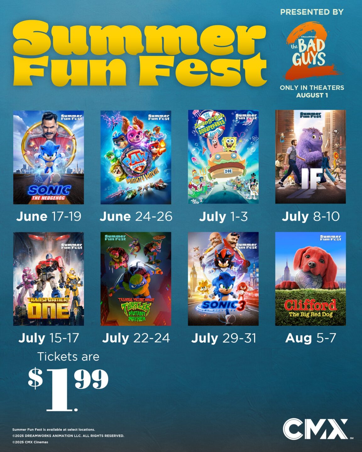 2025 CMX Cinema Summer Film Fest Guide for Kids - $1.99 - Family ...